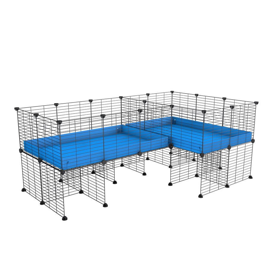 L-Shape 6x2 C&C Cage with a Divider and Stand | Guinea Pigs | Kavee UK