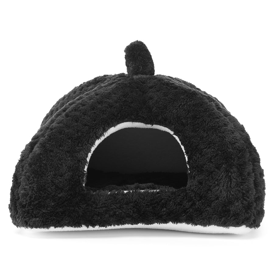 Bold Black Fleece Hideaway | Guinea Pig Hidey | Kavee UK