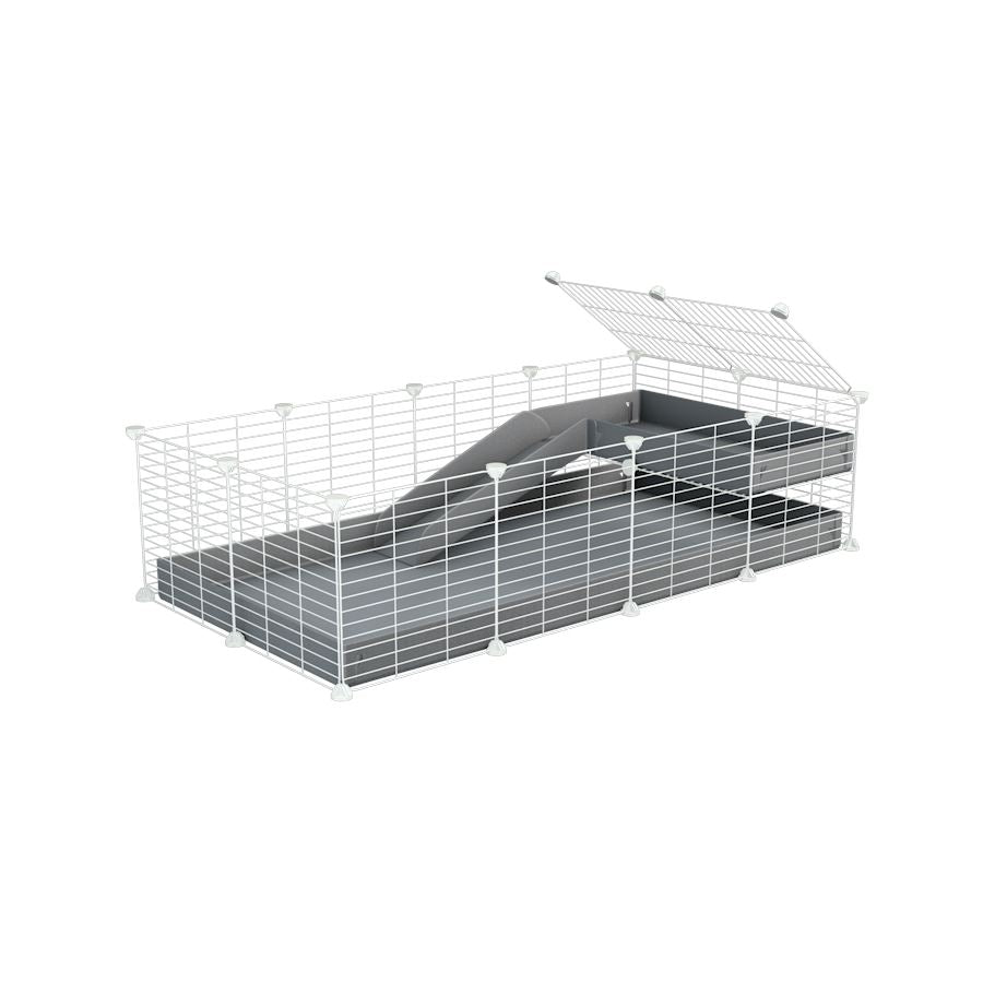 White 4x2 C and C Cage for Guinea Pigs with Loft Ramp | Kavee C&C Cages UK